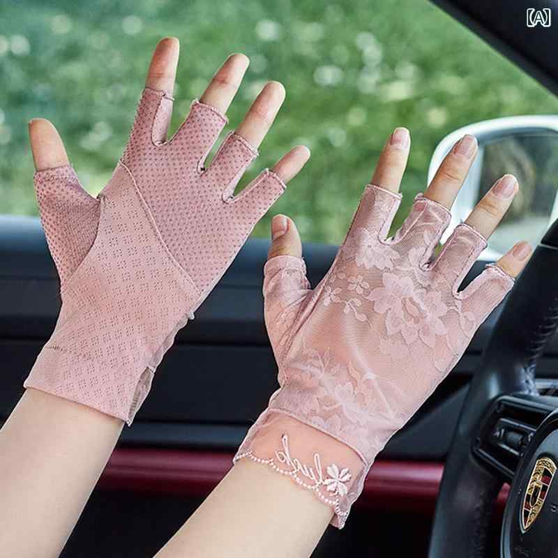 素材: ナイロン78%.ポリウレタン22% 機能: UVカット デザイン: 半指グローブ サイズ: フリーサイズ カラー: ピンク.パープル.ベージュ.グレー.コーヒー.ブラック 長さタイプ: ショート.ミディアム