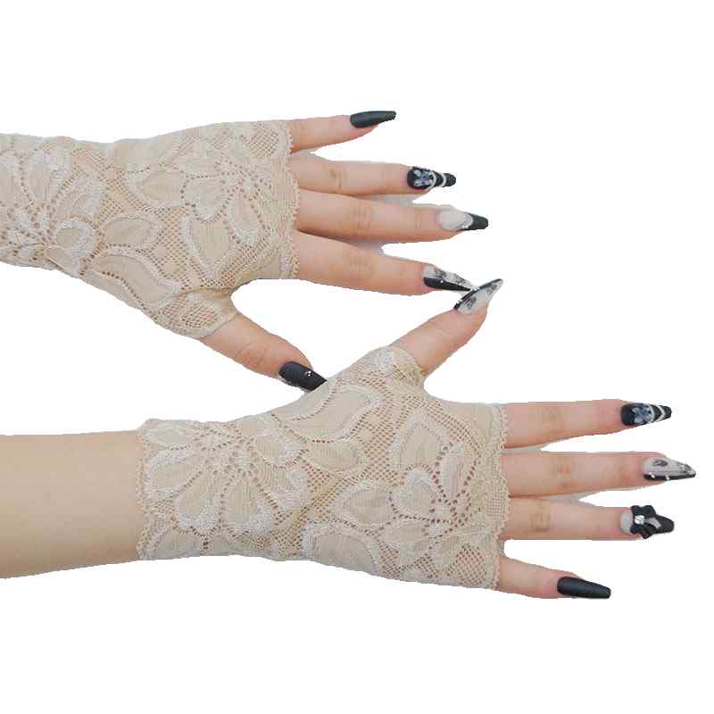 ＃式: 半指手袋 素材: レース 対象: 男女兼用 サイズ: フリーサイズ カラー: アプリコット.ブラック.ホワイト.チェリーピンク.ベージュ.グレープパープル.グレーブルー
