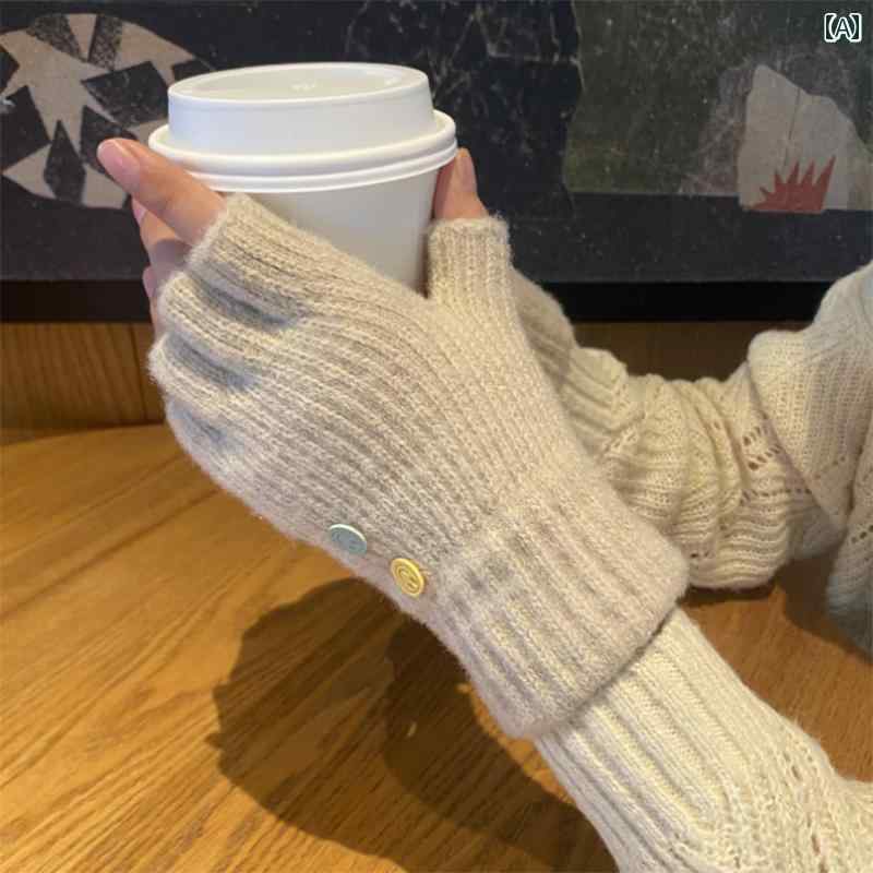 サイズ: フリーサイズ 素材: 毛糸 カテゴリ: レディース 用途: 友人へのギフトに適 カラー: ベージュ.ピンク.パープル.ブルー デザイン: ボタン付き半指手袋