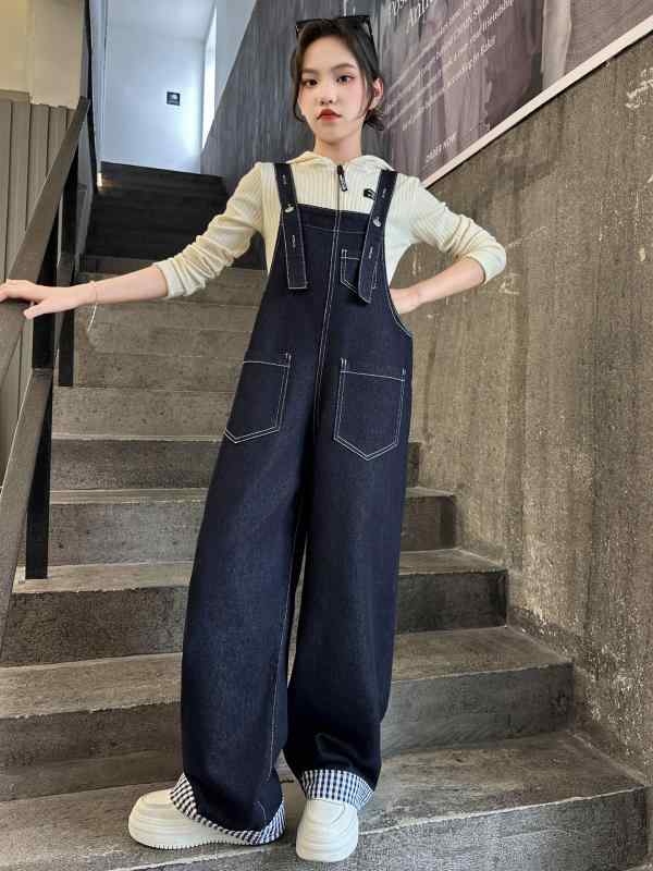 風格: カジュアル パンツ種類: サロペット ウエスト: ハイウエスト パンツ丈: ロング丈 柔らかさ: やや柔らかい 素材 裾デザイン: ロールアップ 用途: 日常着 性別: 女性用 カラー: サロペット単品.トップス単品.トップス＋サロ...