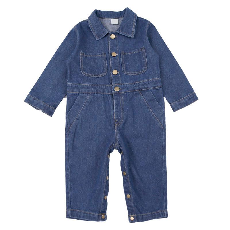 面料: デニム スタイル: カジュアル 性別: 男女兼用 留め具: シングルボタン フード: なし カラー: ブルー 袖丈: 長袖 デザイン: ロング丈オールインワン 素材: 綿70% -30%