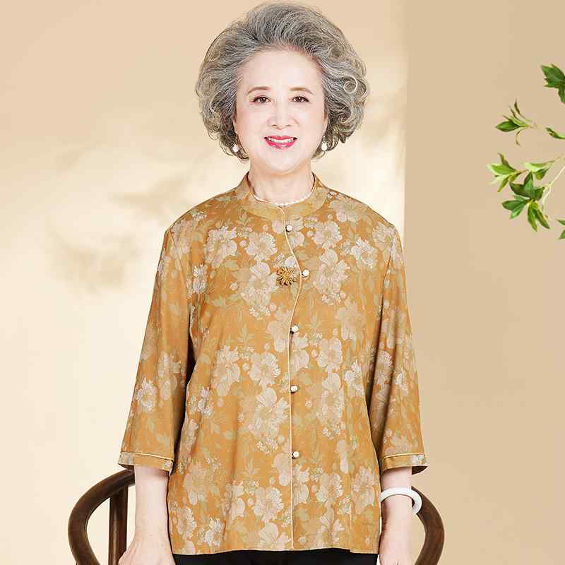 サイズ: L.XL.2XL.3XL.4XL 素材: 柄: 花柄 スタイル: 上品 襟型: 立ち襟 カテゴリー: シャツ 袖丈: 七分袖 前立て: シングルボタン カラー: イエロー.ライトブルー.カーキ.イエロー＋九分丈パンツ.ライトブルー...