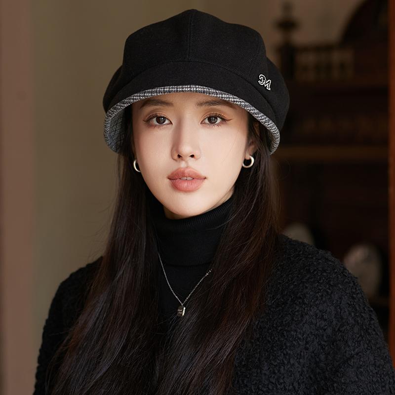 素材: 綿 サイズ: 54-59cm スタイル: エレガント 対象: 女性 カラー: ブラック.カーキ.ライトグレー.ダークグレー.ブラウン.ピンクベージュ シーズン: 秋.冬 シーン: お出かけ 帽子形状: ラウンドトップ デザイン: バ...