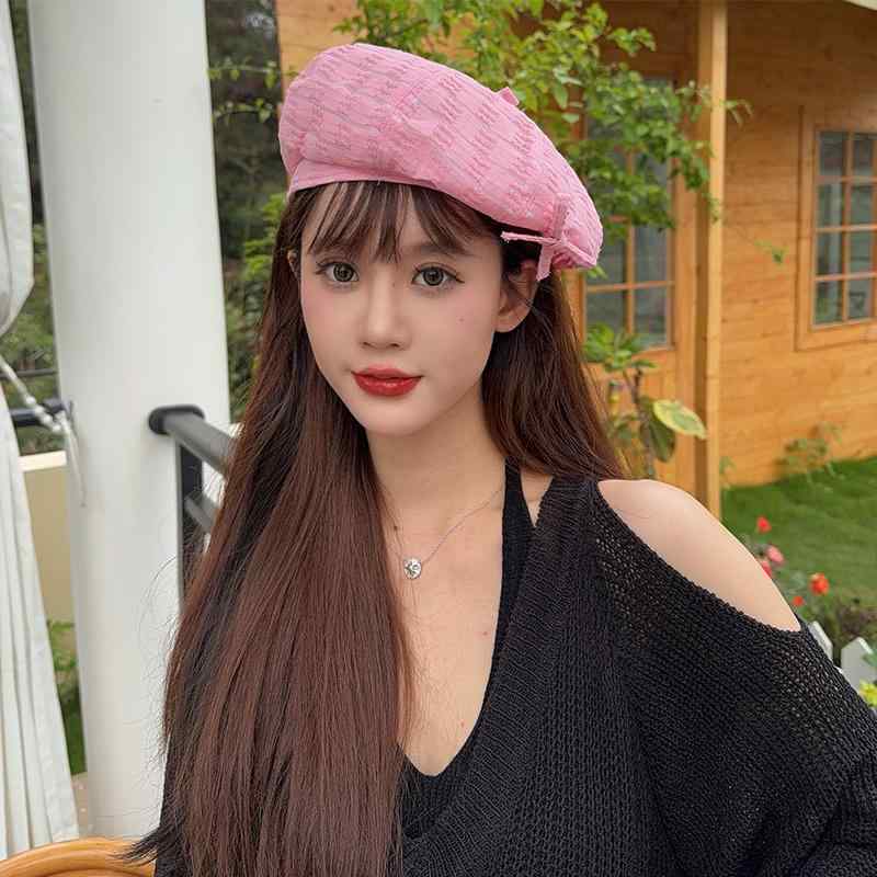 ブランド: 珞兮 スタイル: カジュアル デザイン: リボン付き 帽型: ラウンドトップ シーン: お出かけ つば: なし シルエット: ベレー帽 素材特徴: 色あせしにくい サイズ: フリーサイズ カラー: ブラック.ローズピンク.アイボ...