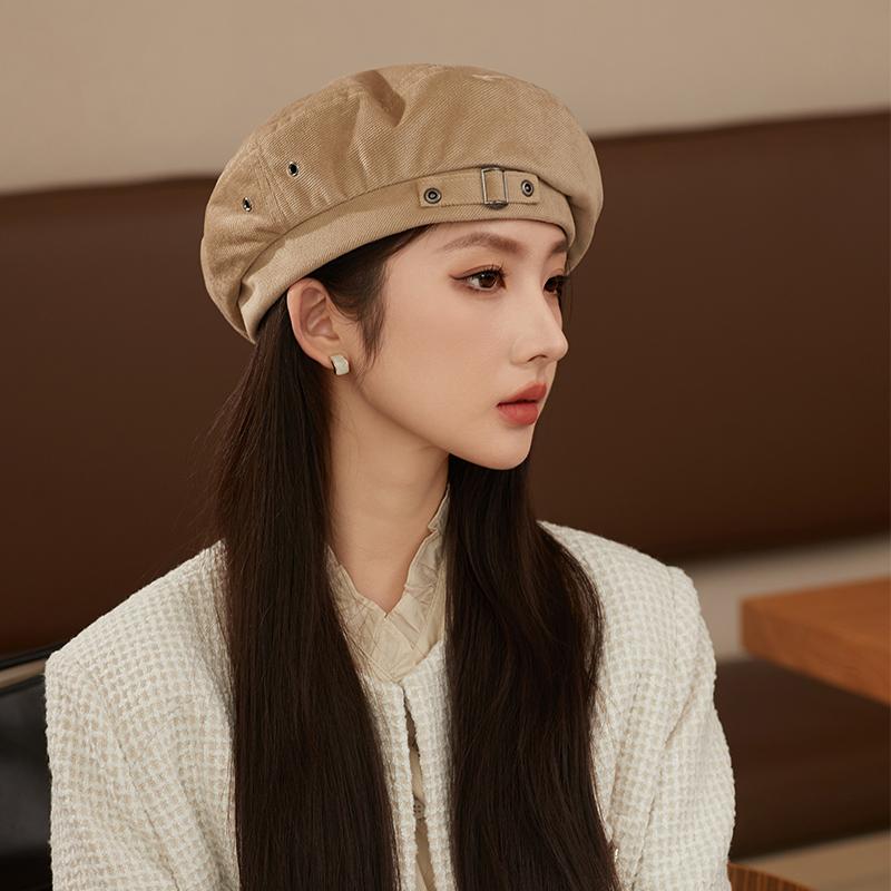 - スタイル: カジュアル - デザイン: 無地 - 帽子の形状: ラウンドトップ - シルエット: ベレー帽 - 機能: 毛玉防止 - カラー: ブラック.ブラウン.ダークカーキ.ライトカーキ