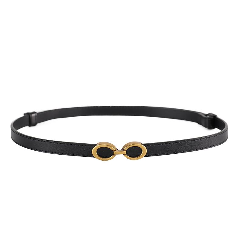 ベルトの特徴: 光沢のある表面 スタイル: ナチュラル デザイン: ベルト 幅: 1.3cm サイズ: 100cm 素材: 牛革（二層） バックルタイプ: フック式 長さ: ワンループ バックル素材: 合金 加工: ソフト仕上げ 性別: レ...