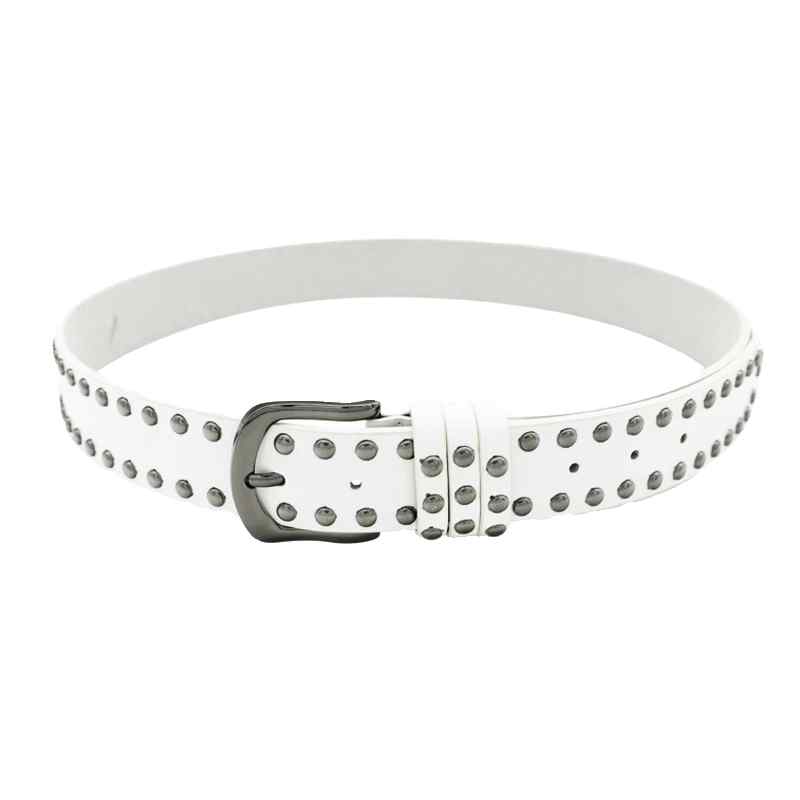 幅: 3.6cm 長さ: 110cm 素材: PU（合皮） バックルスタイル: ピンバックル バックル素材: 合金 素材: ソフト デザイン: スタッズ付き スタイル: カジュアル 形状: ベルト カラー: ブラック.ホワイト.コーヒー.ロ...