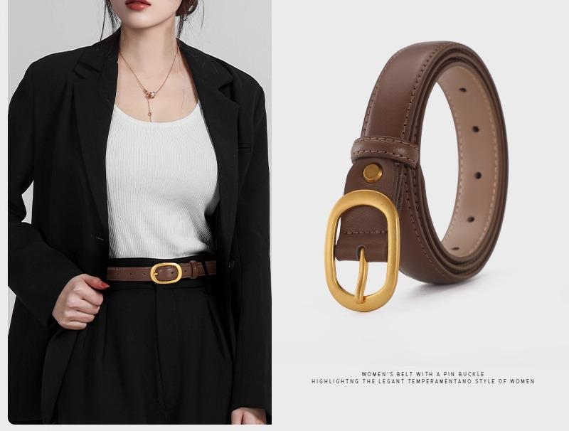 - スタイル: ベーシック - デザイン: ベルト付き - 素材: 牛革（2層） - ベルトバックルタイプ: ピンバックル - バックル素材: 銅 - 性別: レディース - カラー: ヴィンテージ銅バックル（2.4cm）焦げ茶.ヴィンテー...