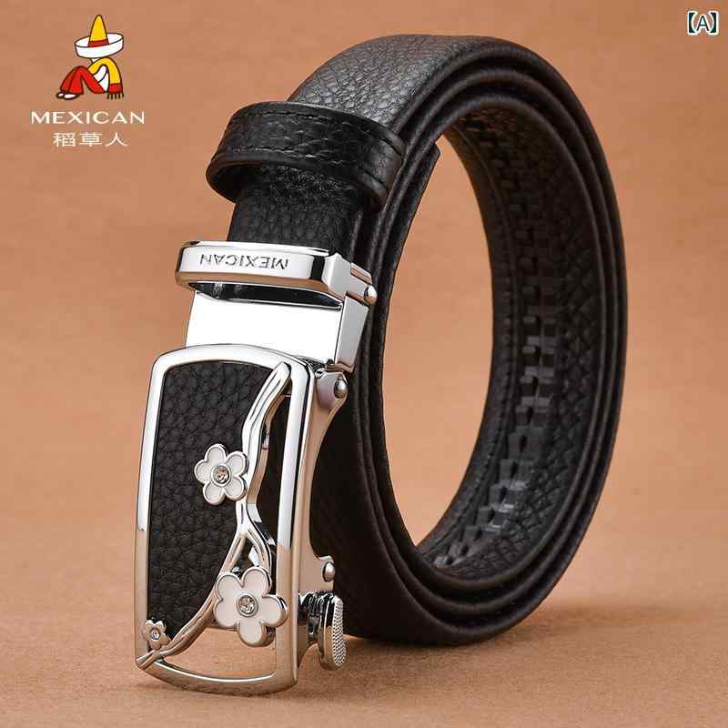 ベルト素材: 1枚革 スタイル: デニム風 デザイン: シンプル 幅: 2.4cm サイズ展開: 95cm.100cm.105cm.110cm.115cm.120cm.125cm バックルタイプ: 自動バックル 長さ: ワンループ バックル...