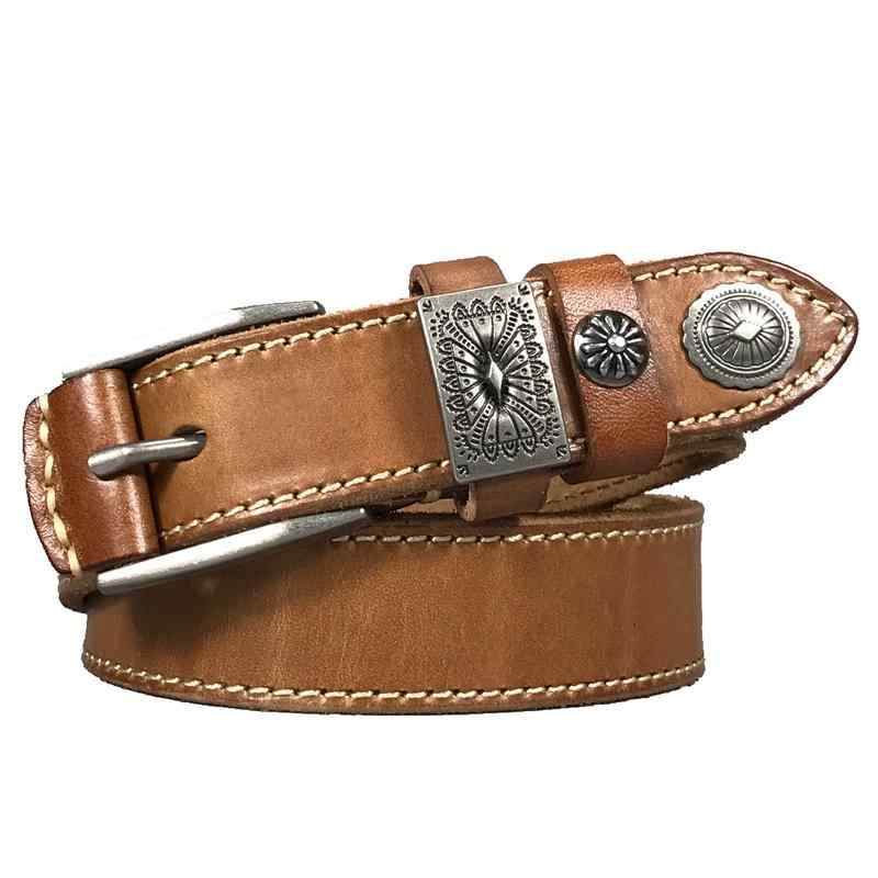 主素材: 頭層牛革 スタイル: カジュアル 性別: 女性用 デザイン: ベルト ベルトデザイン: 無地 カラー: ブラック.コーヒー.カーキ アクセント: 光沢のある表面 バックル素材: 合金 バックルタイプ: ピンバックル 素材加工: ソ...