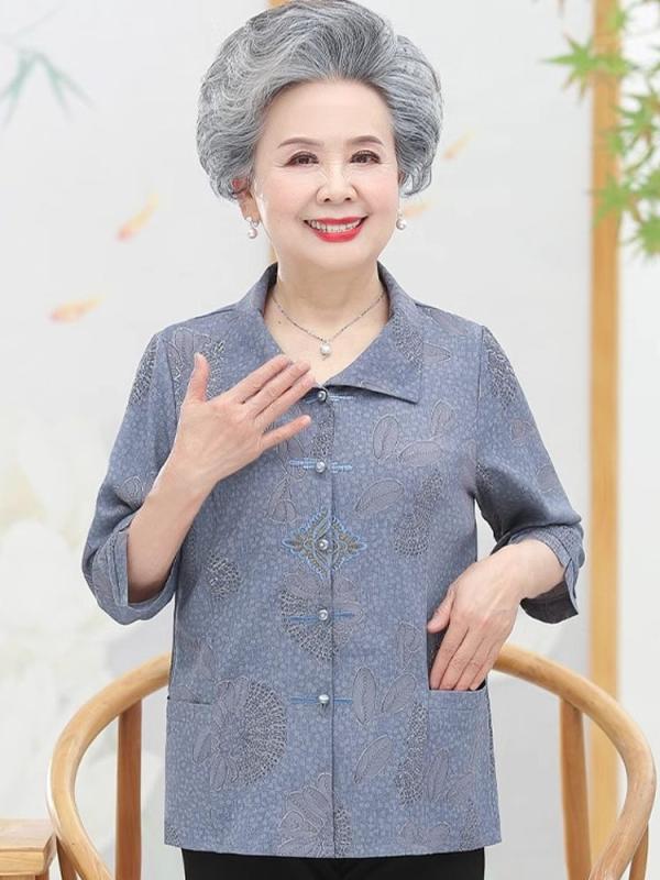 中老年風格: 素朴 シルエット: ゆったり デザイン: 刺繍 素材: 絲 袖型: レギュラー 着脱方法: カーディガン式 カテゴリー: シャツ 袖丈: 七分袖 セット内容: 単品 厚み: 薄手 襟型: ポロ襟 着丈: レギュラー 前立て: ...