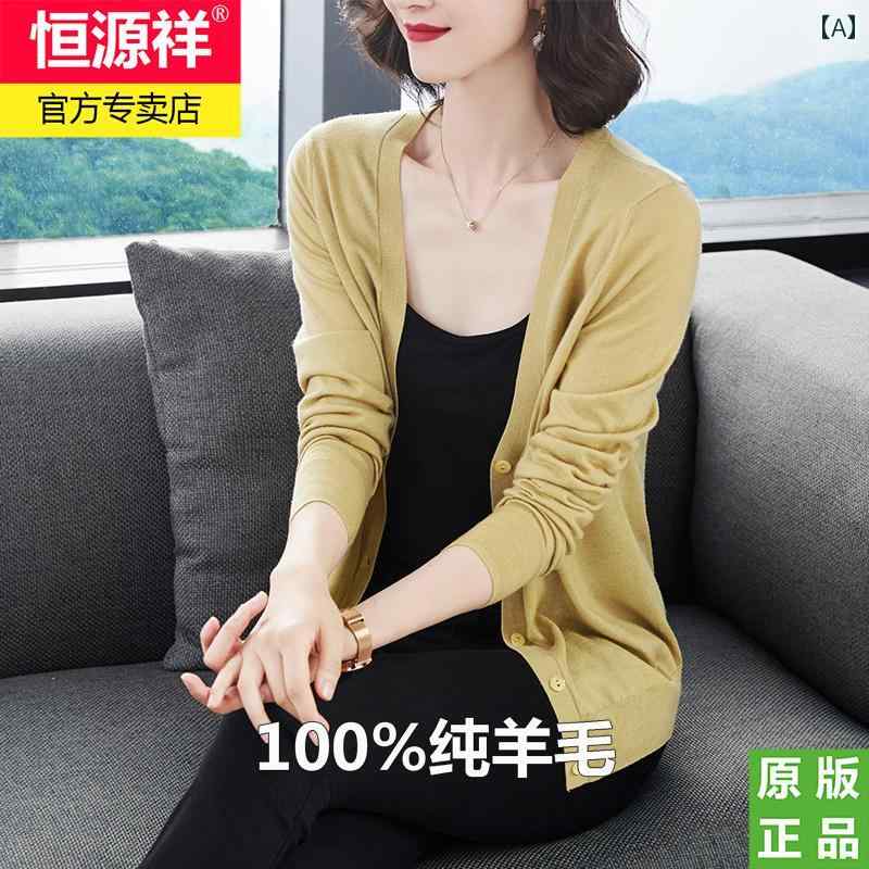 ブランド: 恒源祥 スタイル: オフィス 通勤 シルエット: ゆったり 素材: ウール 袖タイプ: レギュラー デザイン: カーディガン 組み合わせ形式: 単品 厚さ: 薄手 袖丈: 長袖 襟タイプ: Vネック 着丈: 普通丈 前立て: シ...