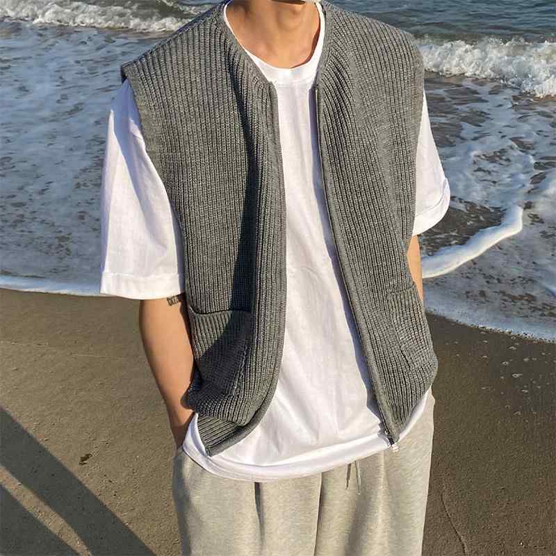 サイズ: M.L.XL 柄: 無地 ネックライン: ラウンドネック カラー: ブラック.ライトグレー 袖タイプ: ノースリーブ シルエット: ゆったり 機能: ノーアイロン加工 : カーディガン スタイル: カジュアル 素材: レーヨン.ポ...