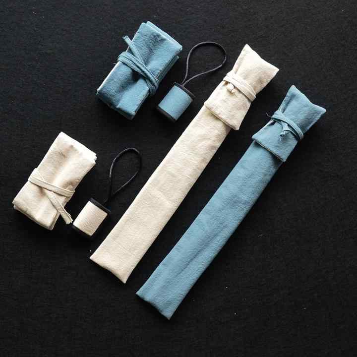 ・スタイル: レトロ・カラー展開: カーキ、ブルー・対応扇子サイズ: 6寸、8寸、9.5寸、10寸・商品タイプ: 扇子袋、扇子留め、扇子袋＆留めセット・対象: ユニセックス