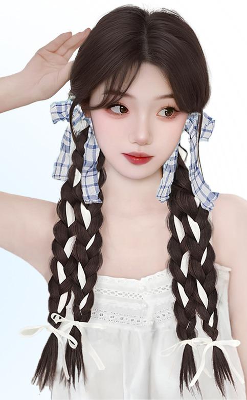・カテゴリ: ヘアアクセサリー・アイテム: リボン三つ編みエクステ・効能: 髪のボリュームアップ・特徴: 小顔効果・素材: 蛋白・カラー展開: ブラウンブラック、ナチュラルブラック、ダークブラウン、ライトブラウン・スタイル: INS風リボン...