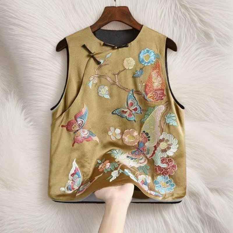 ・スタイル: 通勤・種類: ベスト・詳細: 刺繡・生地加工: パッチワーク・対象年齢: 35-39歳・厚さ: 通常・ネックライン: クルーネック・着丈: 通常・保温性: 適度・前立て: シングルボタン・柄: 植物花柄・サイズ展開: 4XL、...