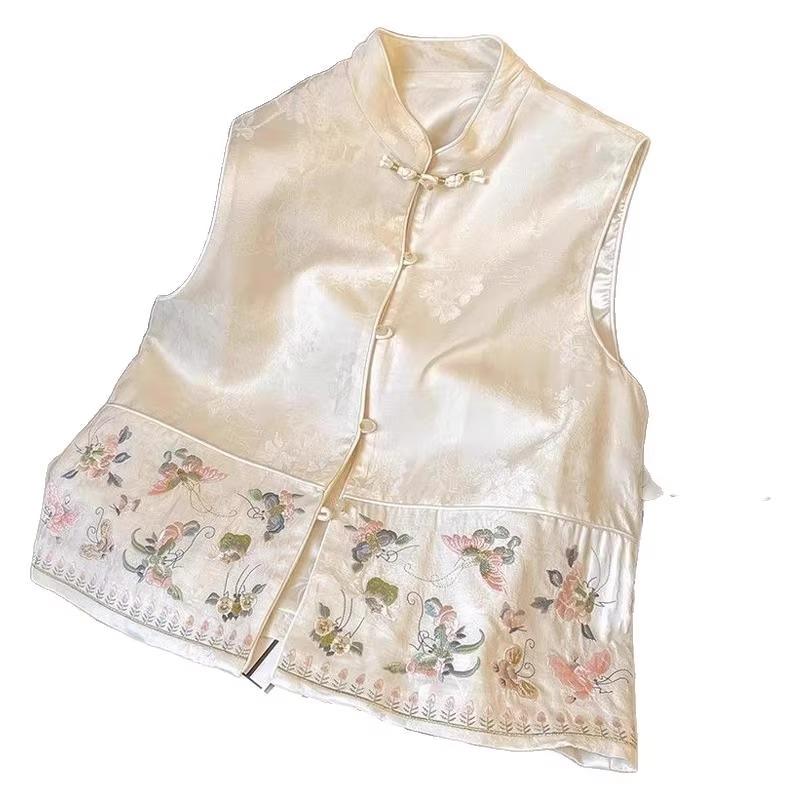 ・スタイル: 通勤・種類: ベスト・: ボタン、ビーズ、刺繍、立体装飾、3D・素材: その他素材・厚さ: 通常・襟型: スタンドカラー・着丈: 通常・前立て: シングルブレスト・柄: 無地・サイズ展開: S、M、L、XL、2XL・カラー展開...