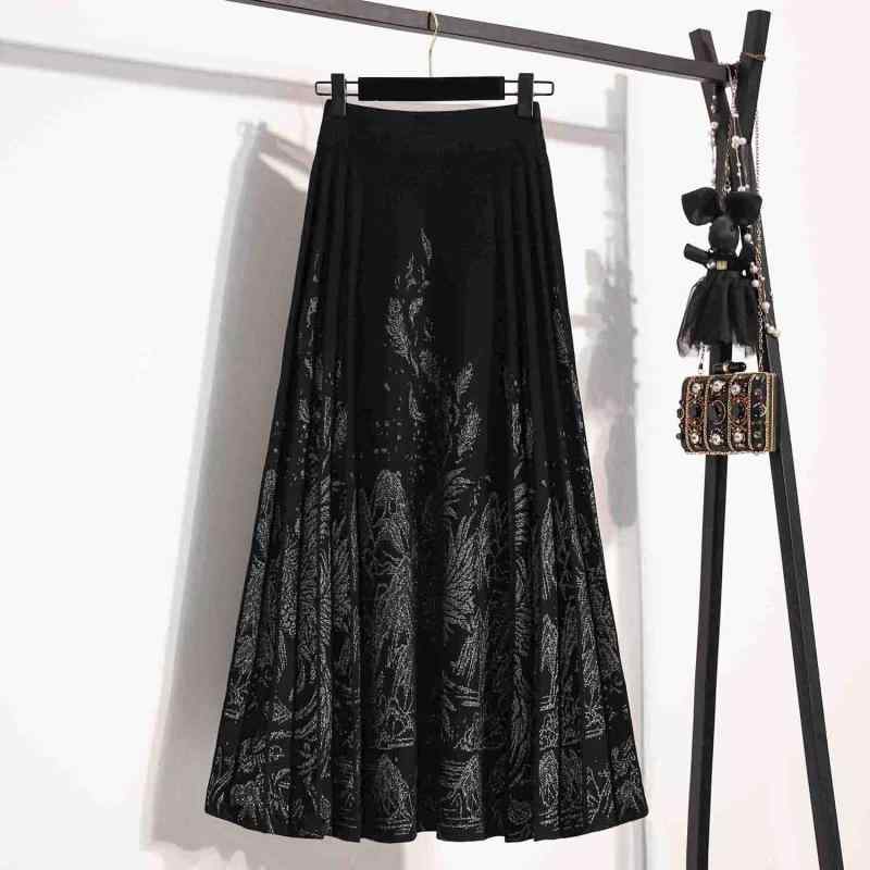 ・スタイル: 通勤・ウエストタイプ: ハイウエスト・素材: その他・対象年齢: 18～24歳・スカート丈: ミディ丈・シルエット: Aライン・サイズ展開: M、L、XL、2XL、3XL、4XL・カラー展開: ゴールドブラック、シルバーブラック