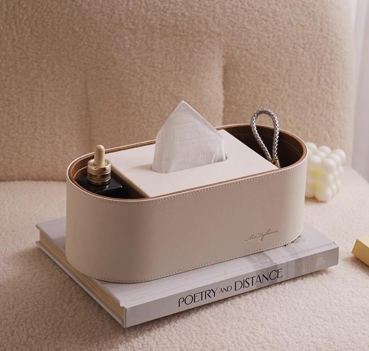 ・カテゴリ: ティッシュケース・スタイル: フレンチスタイル・主な素材: レザー・柄: 木目調・カラー展開: クリームホワイト、ベージュ、グレー・種類: 楕円多機能、楕円、四角、ショート、長尺多機能、台形