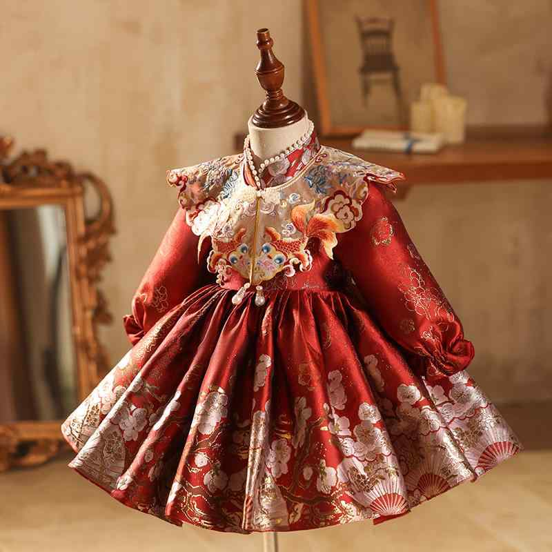 ・適用年齢: 12ヶ月、18ヶ月、2歳、3歳、4歳、5歳、6歳、7歳、8歳、9歳・厚さ: 厚手・素材: ポリエステル・性別: 女の子・参考身長: 80cm、90cm、100cm、110cm、120cm・カラー: ワインレッド（ヘアバンド付き...