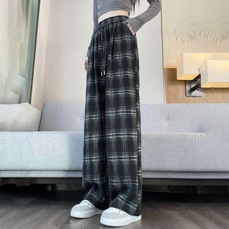 ・流行要素: シンプル・スタイル: 通勤、韓国・パンツ型: ワイドレッグ・ウエスト仕様: ドローストリング・ウエスト位置: ハイウエスト・丈: ロング・サイズ展開: S, M, L, XL, 2XL, 3XL, 4XL・素材構成: ポリエス...