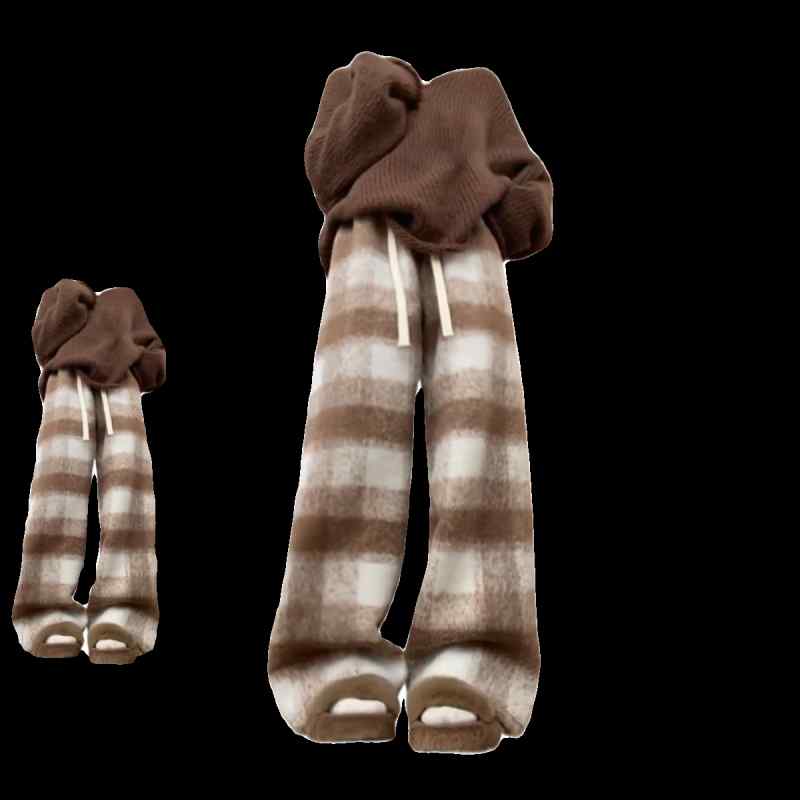 ・サイズ展開: S, M, L, XL, 2XL, 3XL, 4XL・スタイル: ストリート・ウエスト: ハイウエスト・要素: アシンメトリー・カラー: ブラウンストライプ・詳細: ポケット・丈: フルレングス・パンツシルエット: ワイド