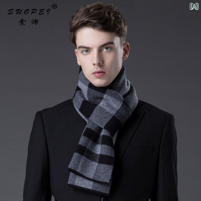 ・スタイル: 韓国・タイプ: マフラー、スカーフ・特徴: 厚手・素材: ウール・幅: 30cm・対象: 若年層、中年層、高齢層・機能: 柔らかな肌触り、保温・長さ: 180cm・形状: 長方形・柄: チェック・性別: 男性・カラー展開: ブ...