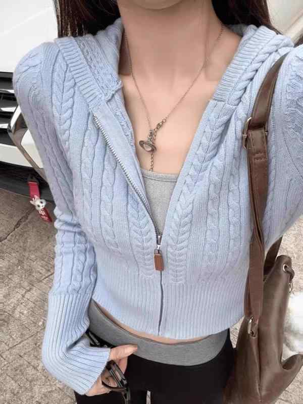・スタイル: 通勤・フィット: スリムフィット・柔らかさ: 柔らか・: ダブルジッパー・主な素材: ニット・袖タイプ: レギュラー・性別: 女性・シーン: 日常・着用方法: カーディガン・形式: 単品・厚さ: レギュラー・袖丈: 長袖・ネッ...