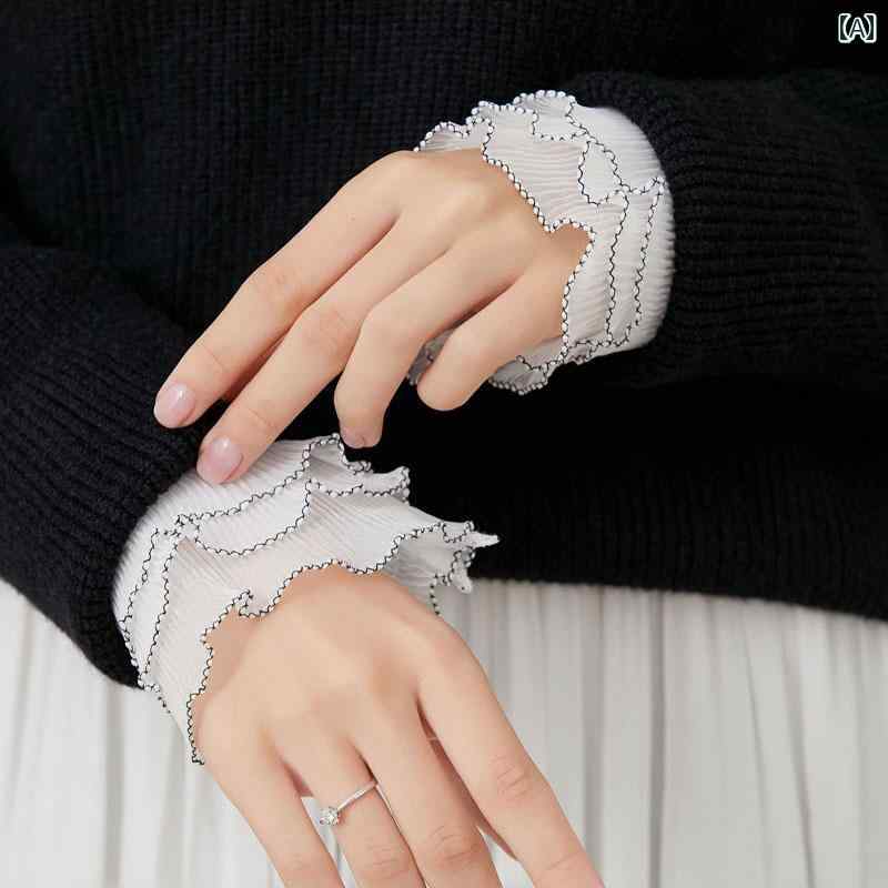 ・素材: レース・性別: レディース・カラー展開: 多層フリルホワイト、少女フリルホワイト、パッチワークフリルホワイト、プリーツフリルホワイト、リボンカフスホワイト、リボンカフスブラック・対象年齢層: 20代〜30代、40代〜50代・種類:...