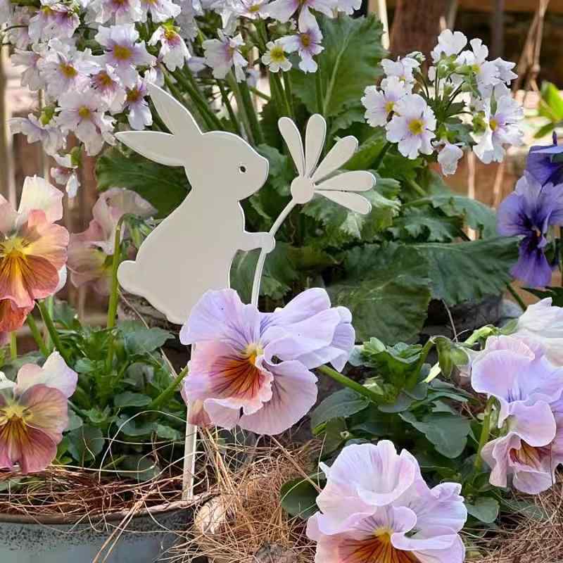 ・スタイル: フレンチカントリー・モチーフ: 人物・種類: フロアオブジェ・素材: 鉄・適用シーン: 屋外の芝生・適用空間: 屋外・製法: ハンドメイド・カラー: 蝶結びウサギ,水やりウサギ,剪定ウサギ,花摘みウサギ,駆け足ウサギ