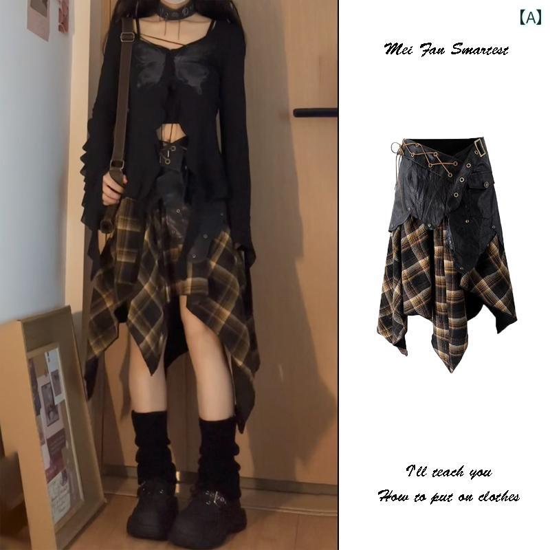 ・スタイル: 通勤、韓国・ウエストタイプ: ハイウエスト・スカートタイプ: アシンメトリー・対象年齢: 18～24歳・スカート丈: ミディ丈・シルエット: Aライン・サイズ展開: S、M、L、XL、2XL