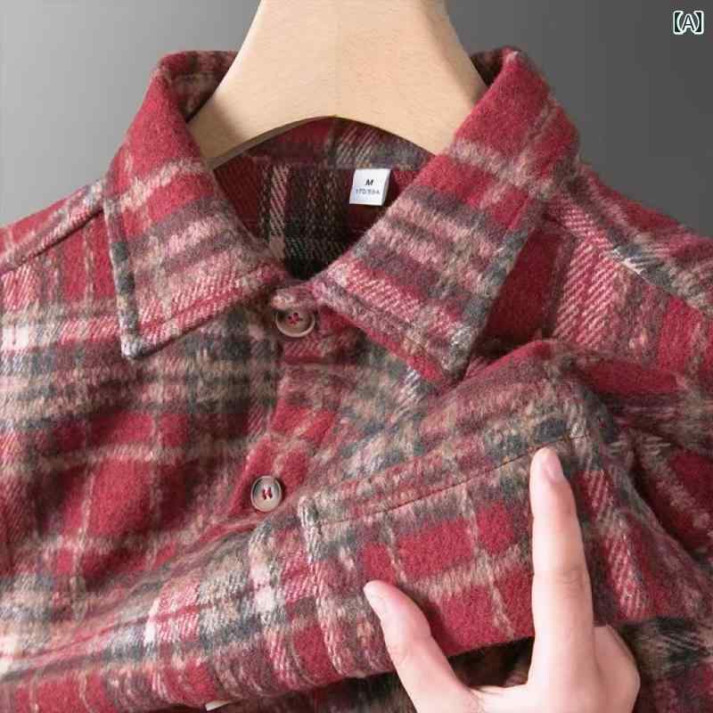 ・スタイル: カジュアル・シルエット: ルーズ・主な素材: 綿・袖丈: 長袖・対象: 10代女性・ポケット: パッチポケット・サイズ展開: S, M, L, XL, 2XL, 3XL・加工: 起毛・カラー展開: ワインレッド, ブルーアプリ...