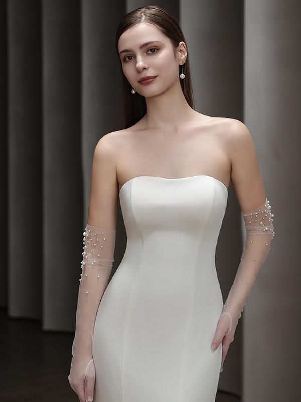 ["・カラー: 本白色薄紗（55cm）・タイプ: 長手袋"]