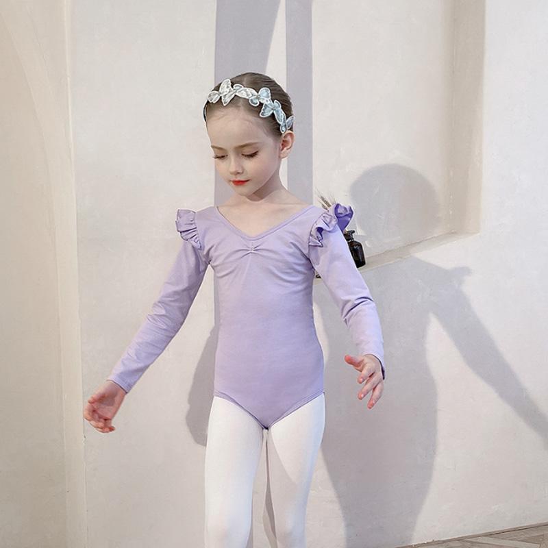 ・カテゴリ: バレエ用レオタード・対象: 子供・主な素材: 綿・袖丈: ノースリーブ、長袖・カラー展開: ピンク、パープル・サイズ展開: 110, 120, 130, 140, 150, 160