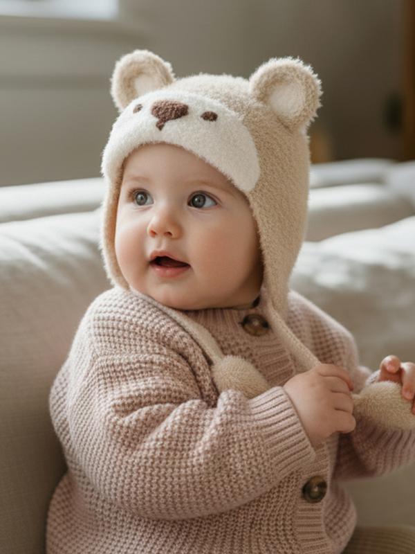 ・スタイル: 可愛い・通気性: 中・素材: アクリル・適用シーン: アウトドア・つばのスタイル: つばなし・詳細: 柄・製法: ニット・折りたたみ: 可・厚さ: 厚手・機能: 保温・性別: 男女兼用・柄: 動物柄・カラー展開: カフェ、ライ...