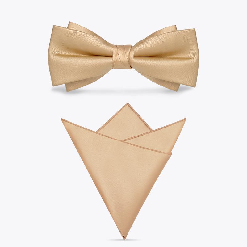 ・素材: ポリエステル・柄: 無地・スタイル: カジュアル・種類展開: ボクサー蝶ネクタイ、フレンチ蝶ネクタイ、ポケットチーフ、ボクサー蝶ネクタイ＋ポケットチーフ、フレンチ蝶ネクタイ＋ポケットチーフ・裏地素材: ポリエステル・加工方法: 先染め