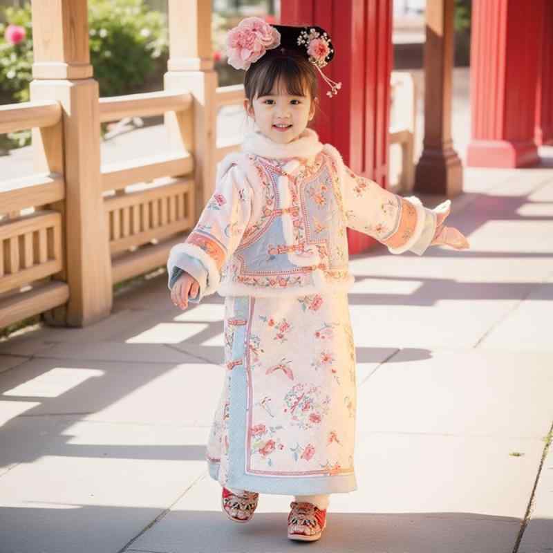 ・スタイル: ミドル丈チャイナドレス・主な素材: ポリエステル・対象年齢: 3ヶ月・厚さ: 裏起毛・袖丈: 長袖・スカート丈: ミドル丈・柄: 小花柄・参考身長: 100cm、110cm、120cm、130cm、140cm、150cm