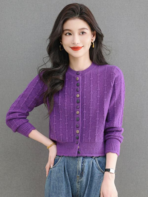 ["・スタイル: 通勤風、韓国","・フィット感: ルーズフィット","・詳細: ジャカード、ボタン、リブ","・生地: ウール","・素材構成: ウ...