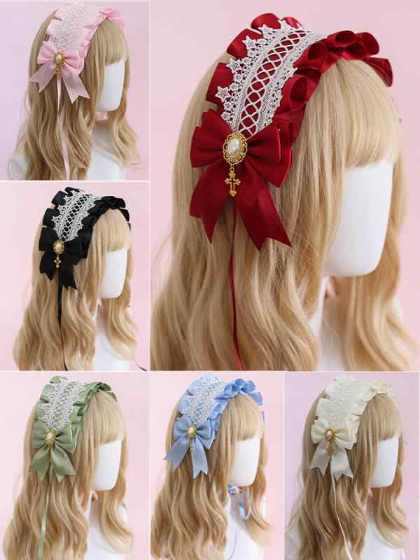 ・素材: レース・スタイル: スイート・カテゴリ: カチューシャ・カラー展開: ブラック、ブラウン、ライトグレー、ライトブルー、ダークブルー、マゼンタ、ダークレッド、ベージュピンク、ピンク、オフホワイト、ペールブルー、ライトピンク、若草色・...