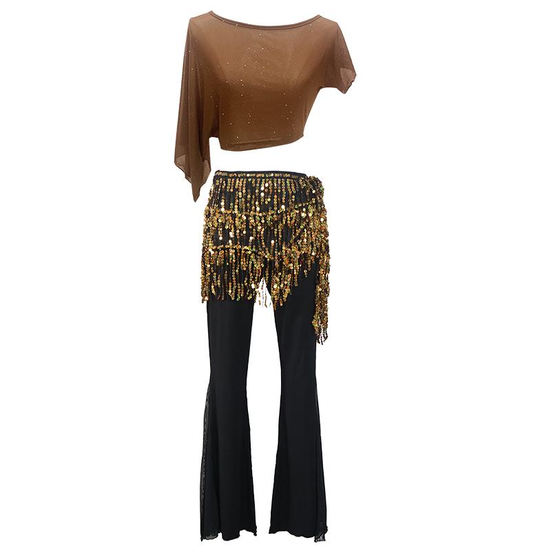 ・対象: 女性・サイズ展開: M、L、XL・カラー展開: 紺トップス+黒銀ヒップスカーフ+黒大フレアパンツ、赤トップス+黒赤ヒップスカーフ+黒大フレアパンツ、茶トップス+黒金ヒップスカーフ+黒大フレアパンツ、黒トップス+黒カラフルヒップスカ...