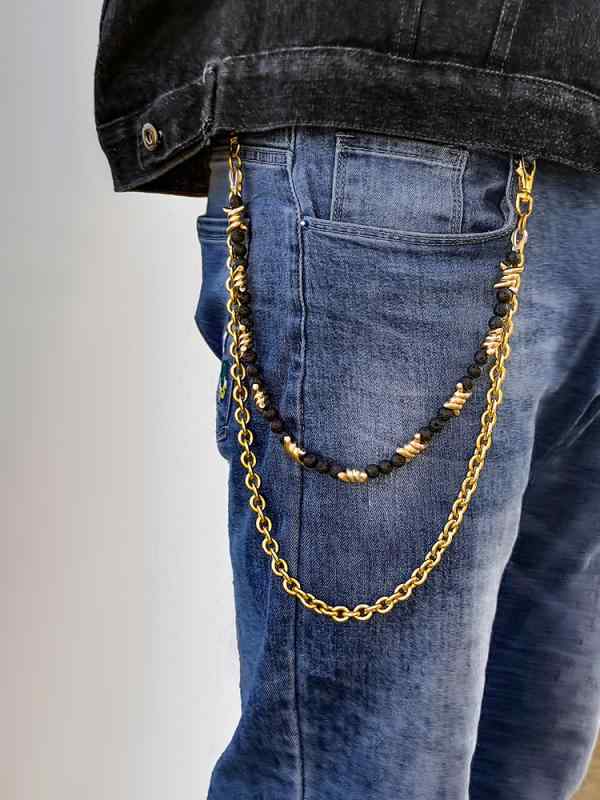 ・スタイル: ヒップホップ・タイプ: ウエストチェーン・主な素材: 金属・対象者: 少年、青年、中年・バックル素材: 合金・性別: ユニセックス・カラー: ブラックゴールド