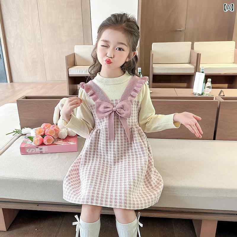 ・スタイル: スウィート, ・トレンド要素: ファッション, ・適用シーン: 日常, ・生地加工: ニット, ・スカートタイプ: プリンセスライン, ・対象年齢: 2歳、3歳、4歳、5歳、6歳、7歳、8歳、9歳, ・等級: Bクラス, ・:...