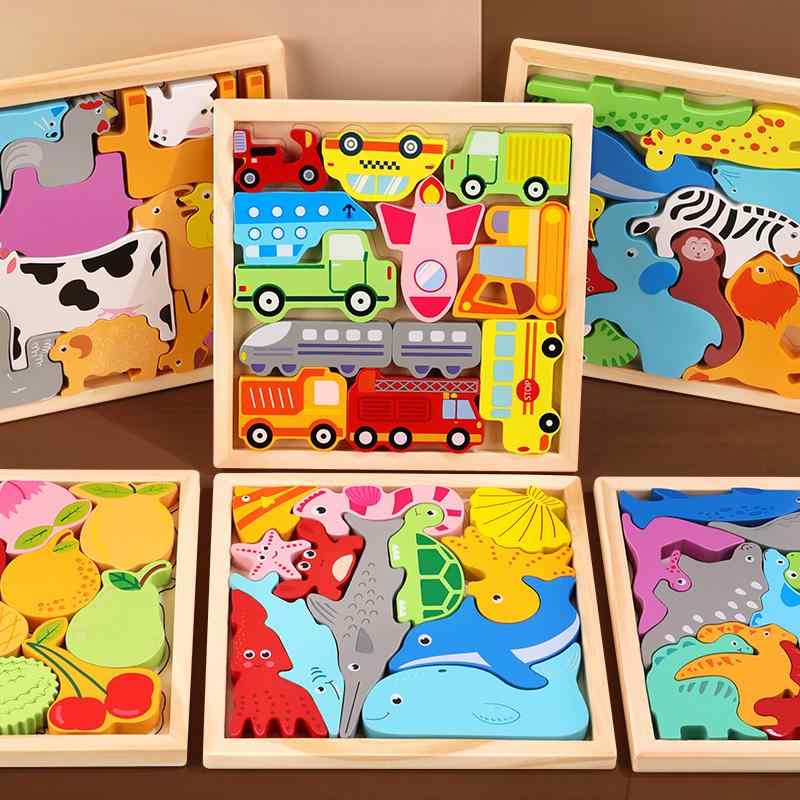 ・対象年齢: 2歳, 3歳, 4歳, 5歳, 6歳・パズルタイプ: 立体パズル・素材: 木材・柄: 動物・おもちゃのタイプ: 木製玩具・対象性別: 男女兼用・種類: 恐竜ワールド, 乗り物, 農場の動物, フルーツ認知, 森の動物, キッチ...