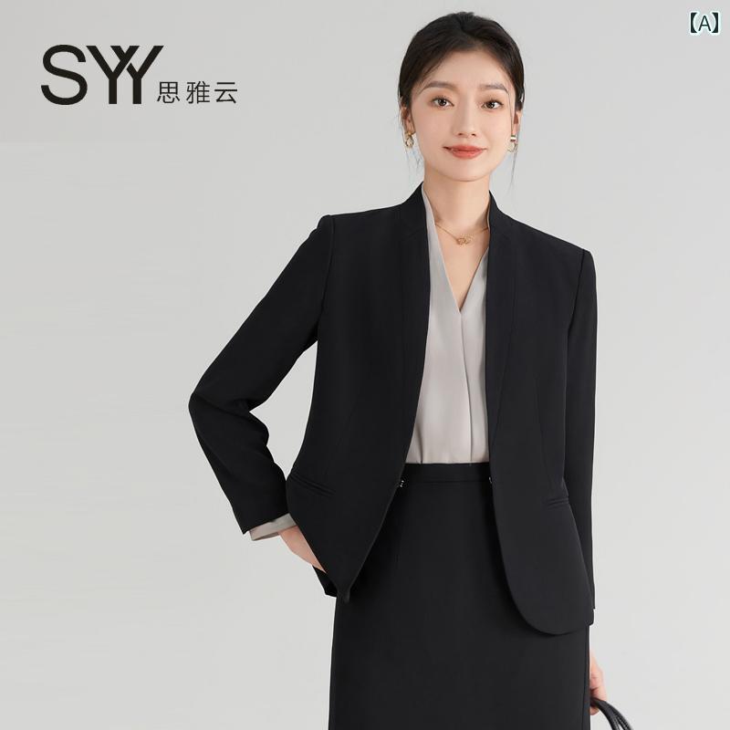 ・スタイル: オフィスカジュアル・主な素材: ポリエステル・ネックライン: テーラードカラー・袖丈: 長袖・柄: 無地・フィット: スリムフィット・留め具: 1つボタン・カラー展開: ブラック・サイズ展開: S, M, L, XL, 2XL