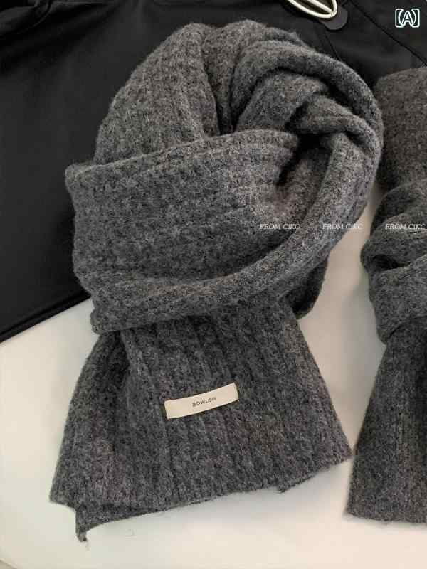 ・スタイル: 韓国・種類: マフラー・スカーフ・幅: 30cm・対象: 若者、カップル、中年層・長さ: 180cm・形状: 長方形・機能: 保温・柄: 無地・性別: ユニセックス・カラー展開: 粗目ダークグレー、細目ダークグレー