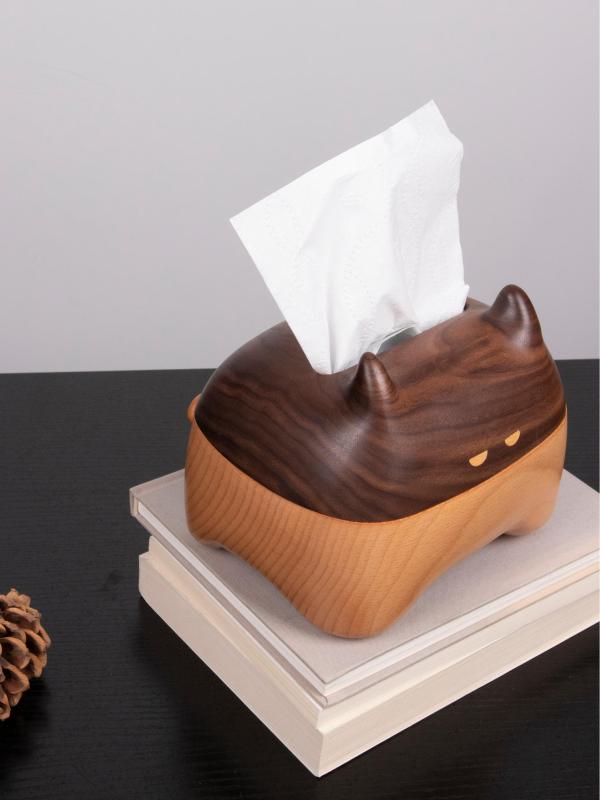 ・商品名: ぐるぐる猫ティッシュケース・スタイル: クリエイティブ・主な素材: 木製・カラー展開: 傲慢猫タイプ、暗夜騎士タイプ、覆面侠士タイプ、玄猫武士タイプ、胡桃騎士、全黒胡桃タイプ
