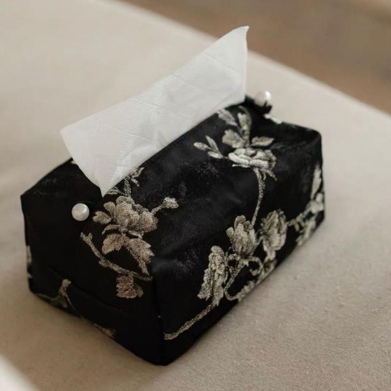 ・流行要素: レトロ・スタイル: 中華風・主な素材: 布・適用対象: ボックスティッシュ・適用空間: 部屋、リビング・カラー展開: 白梅（パールなし）、白梅（白パール）、白梅（赤パール）