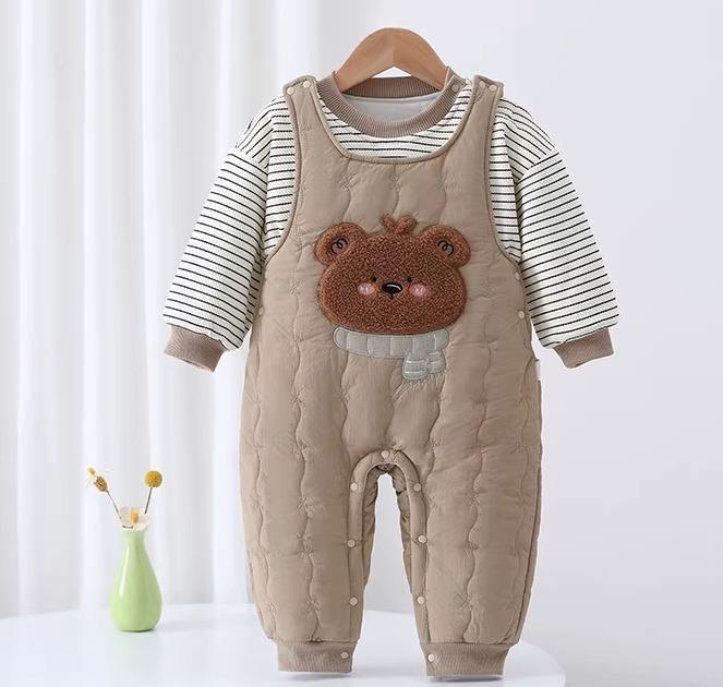 ・スタイル: カジュアル・点数: 2点・シーン: 外出・主な素材: ポリエステル80%、綿20%・性別: 男女兼用・サイズ展開: 80cm、90cm、100cm・カラー展開: ライトカーキ、ダークカーキ・対象年齢: 6ヶ月、9ヶ月、12ヶ月...