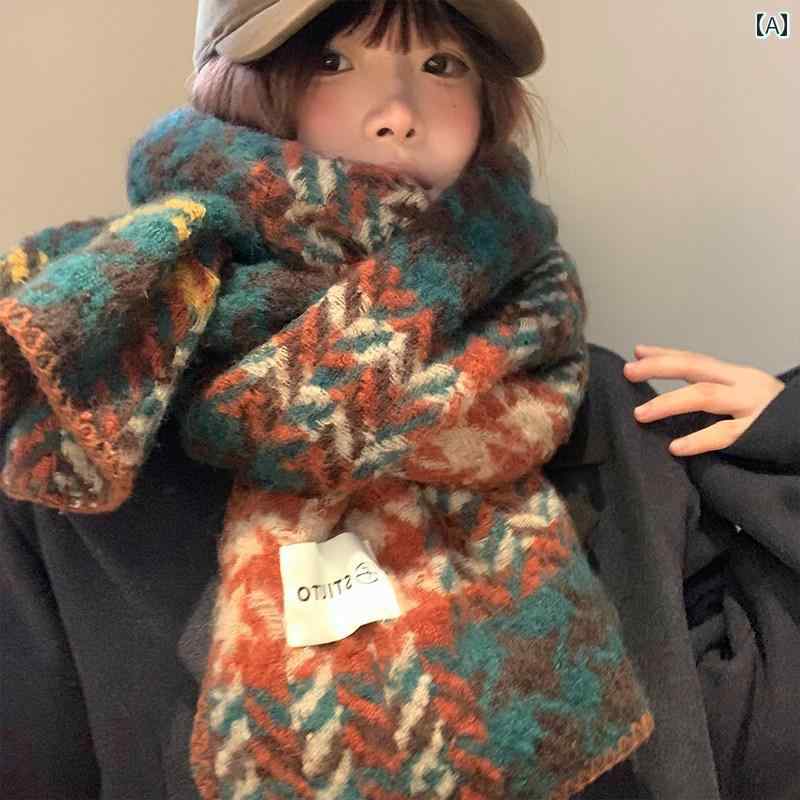・スタイル: 韓国・種類: スカーフ、マフラー・詳細: 厚手・対象: 学生、カップル、若年層・形状: 長方形・機能: 保温・柄: チェック・性別: 女性・カラー展開: ダークグリーンオレンジ、カーキブラック、カーキレッド