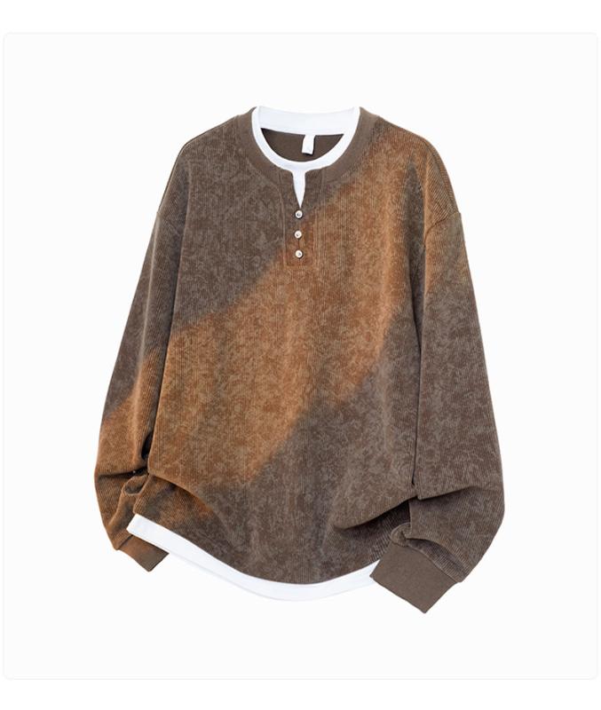 ・フィット: ルーズ・: フェイクレイヤード・加工: ウォッシュ加工、形態安定加工・素材: ポリエステル95.7%、ポリウレタン4.3%・利用シーン: 日常・タイプ: プルオーバー・袖丈: 長袖・対象: 男性・スタイル: カジュアル・サイズ...